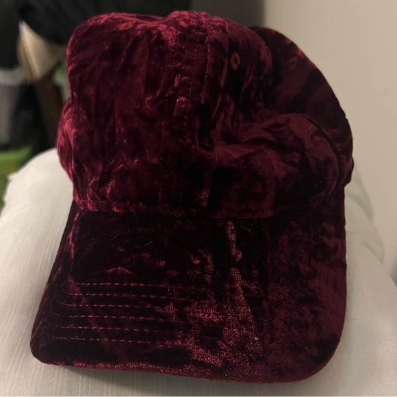 Accessories | Nwot Velvet Burgundy Cap | Poshmark